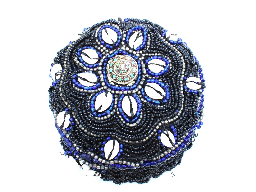 Vintage Tibet Ceremonial Cap With Turquoise Center Medallion - Etsy