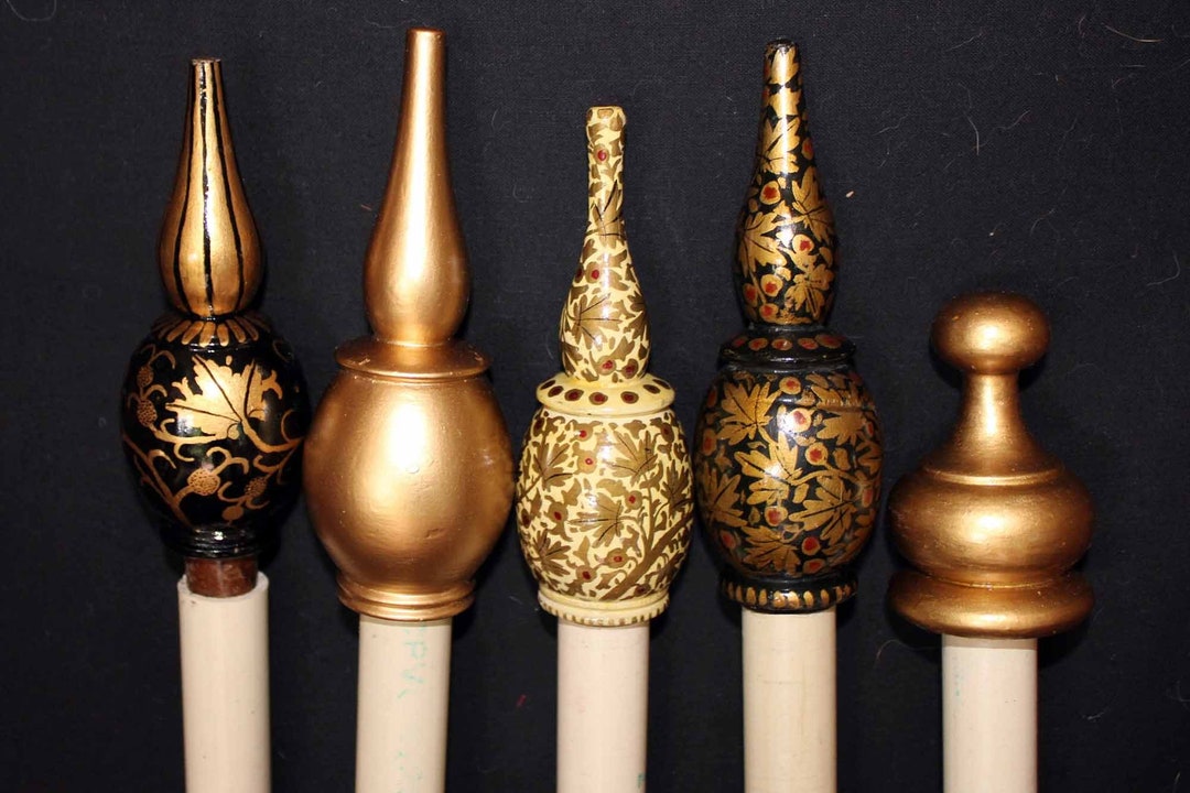 Pair Wooden Finials, Dowel Caps, Hand Crafted and Hand Painted - Etsy