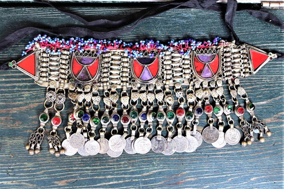 Turkmen Headdress-Vintage Metalwork Headpiece with Ma… - Gem