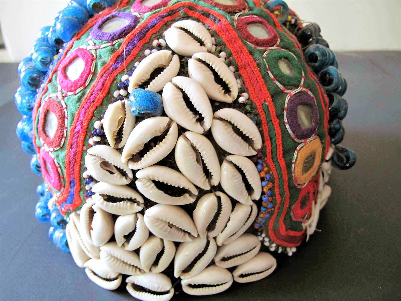 Vintage Tribal Kuchi Cap/hat With Shell, Bead Work, Hand Embroidery ...