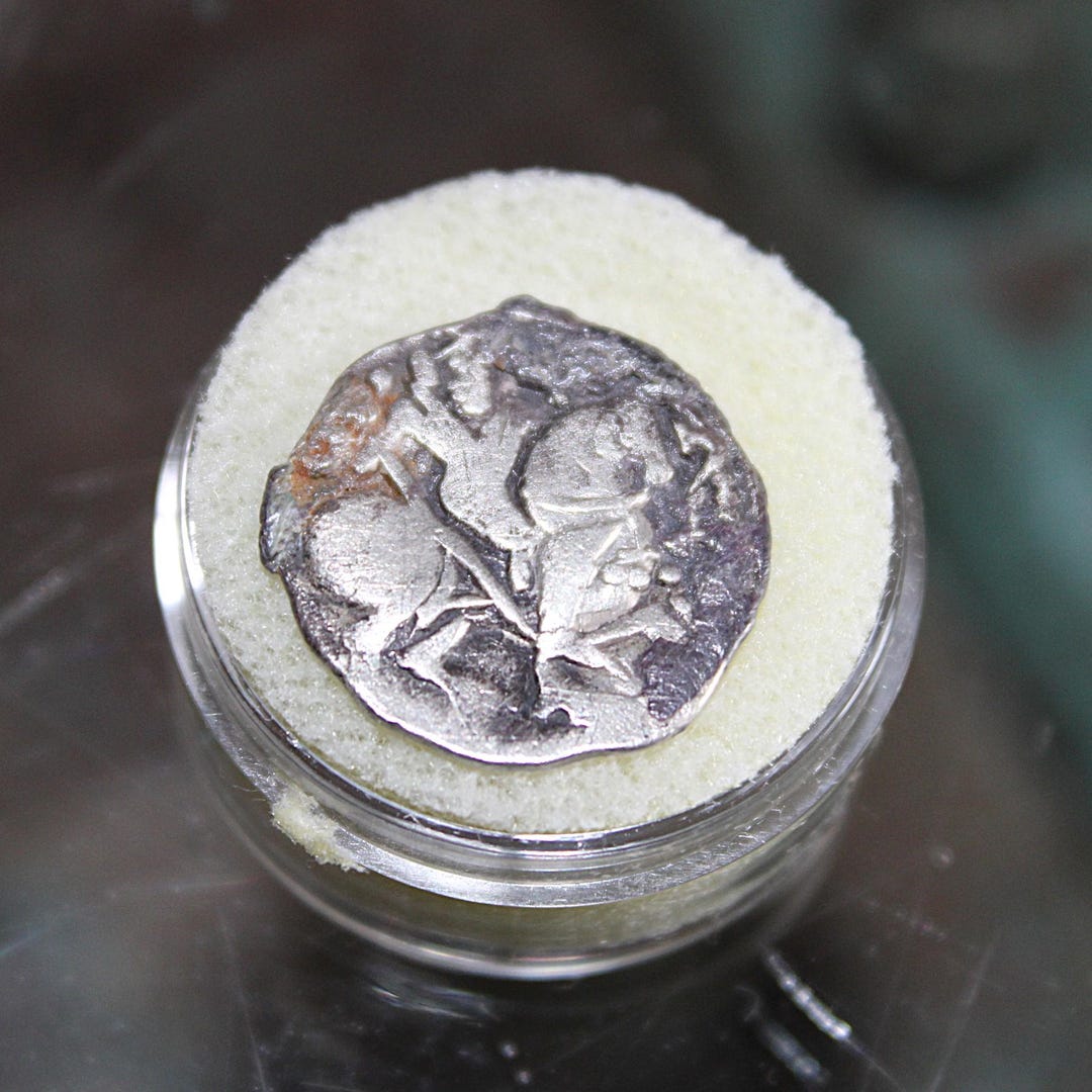 Ancient Silver Coin Bull and Horseman "jital" From Kabul Shahi Dynasty ...