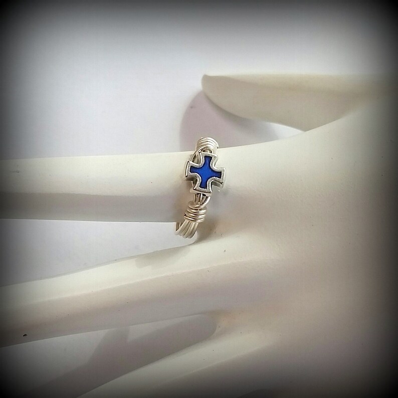 Silver Plated Wire Wrapped Cross Ring | Etsy