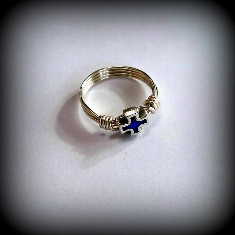 Silver Plated Wire Wrapped Cross Ring | Etsy