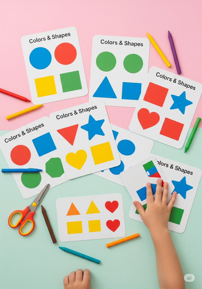 Colors & Shapes Flashcards for Kids | Printable Preschool Learning ...
