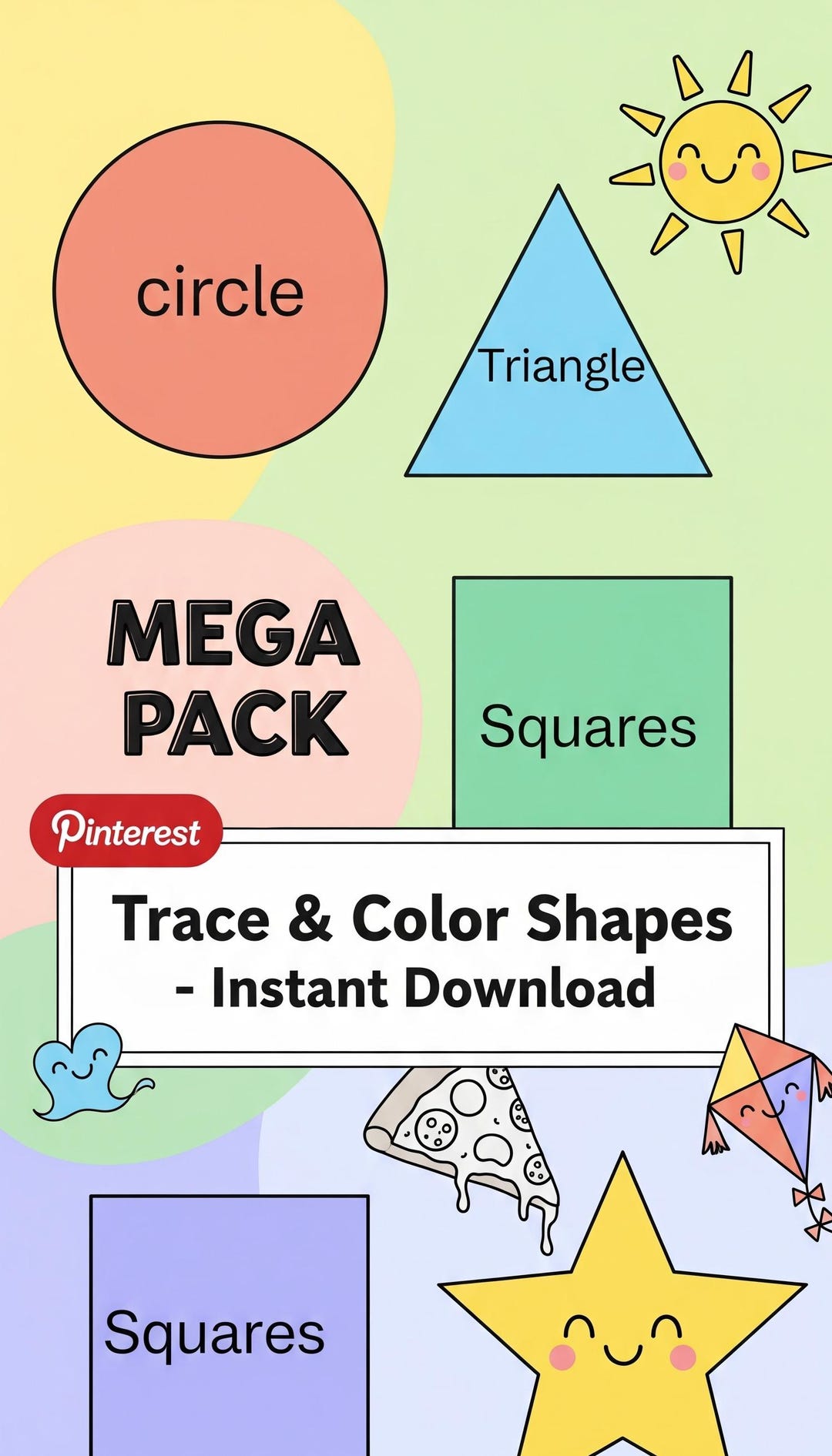 Shapes Tracing and Coloring Pack - Basic Shapes Preschool Printable ...