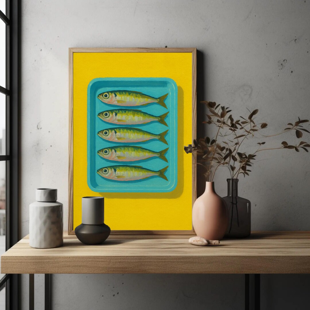 Pop Art Sardines Poster – Vibrant Kitchen Wall Decor - Etsy