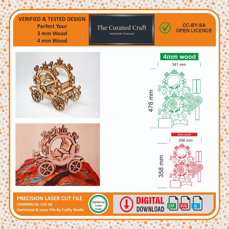 TCC2026_A001 - 3D Carriage Laser Cut File - Princess Pumpkin Coach SVG ...