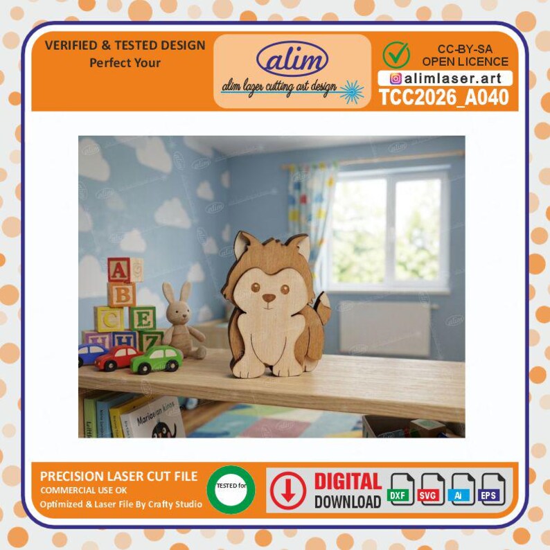 Husky Wolf Dog Multilayer Laser Cut Design, Wooden Nursery Decor, DIY ...