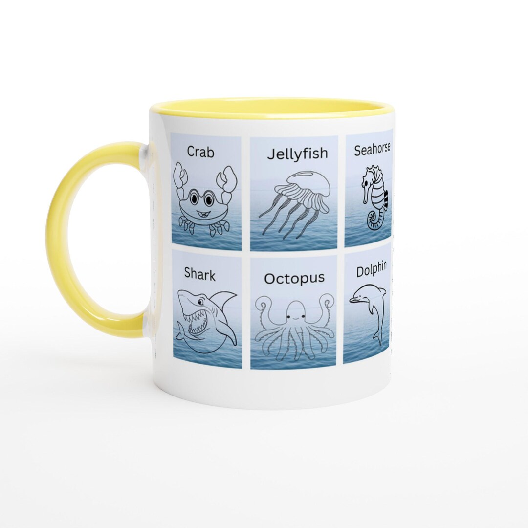 Sea Creatures Mug - Playful Ocean Animals, Kids Gift - Etsy
