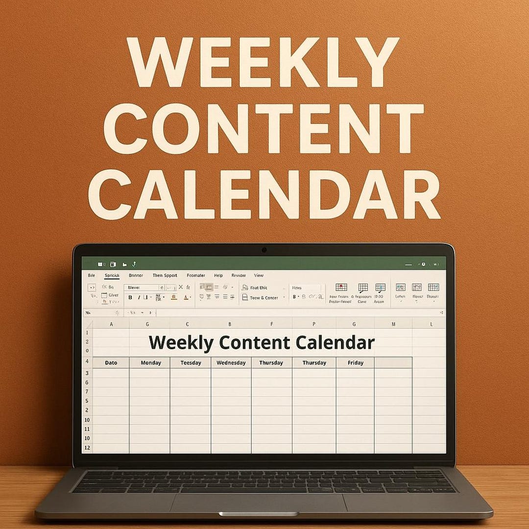 Weekly Content Calendar Excel Template | Social Media Planner ...
