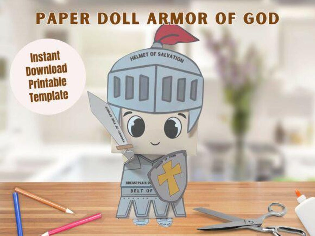 Armor of God Paper Craft for Kids – Printable DIY Paper Doll, Sunday ...
