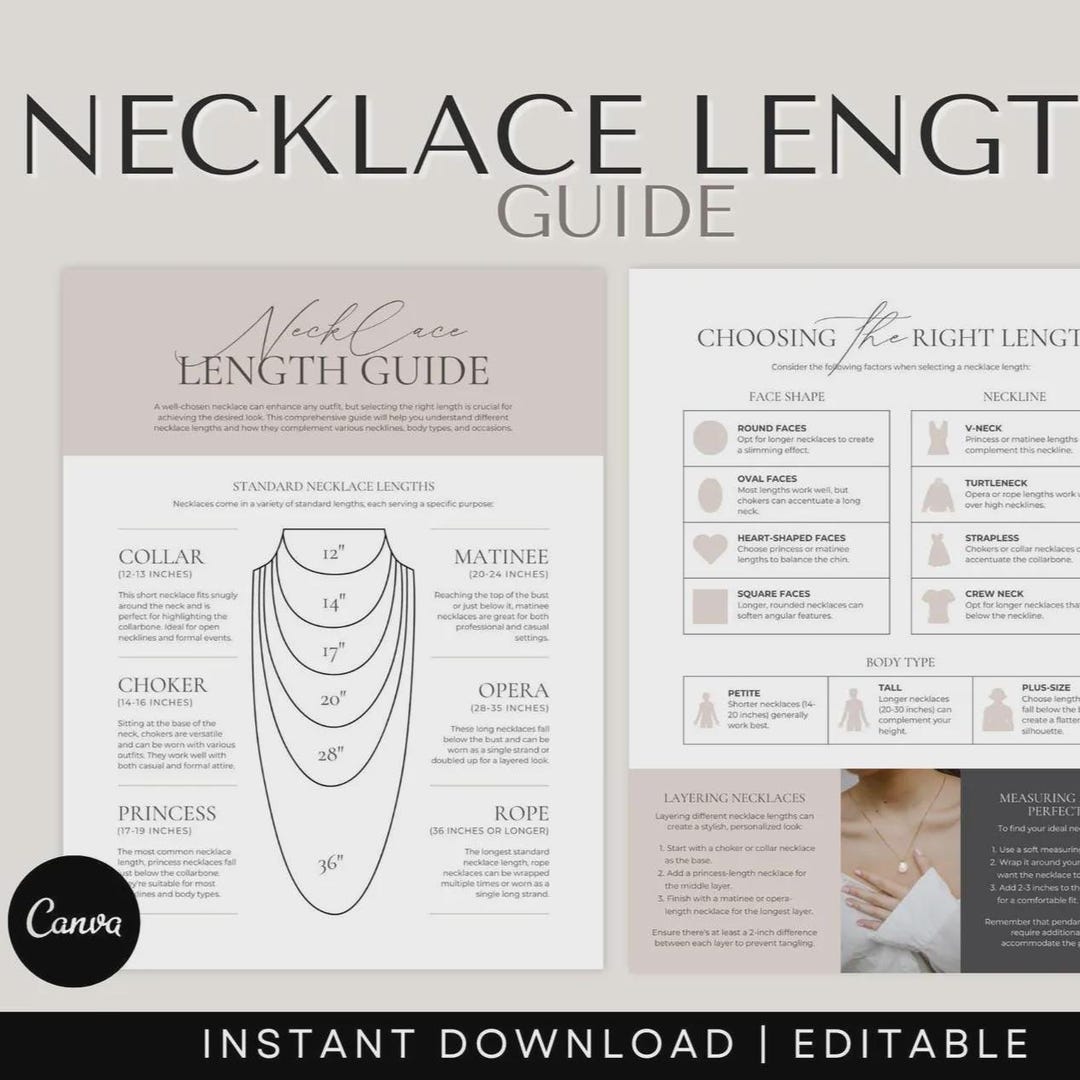 Necklace Length Guide - Necklace Chain Size Guide - Etsy