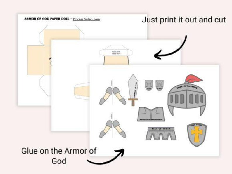 Armor of God Paper Craft for Kids – Printable DIY Paper Doll, Sunday ...