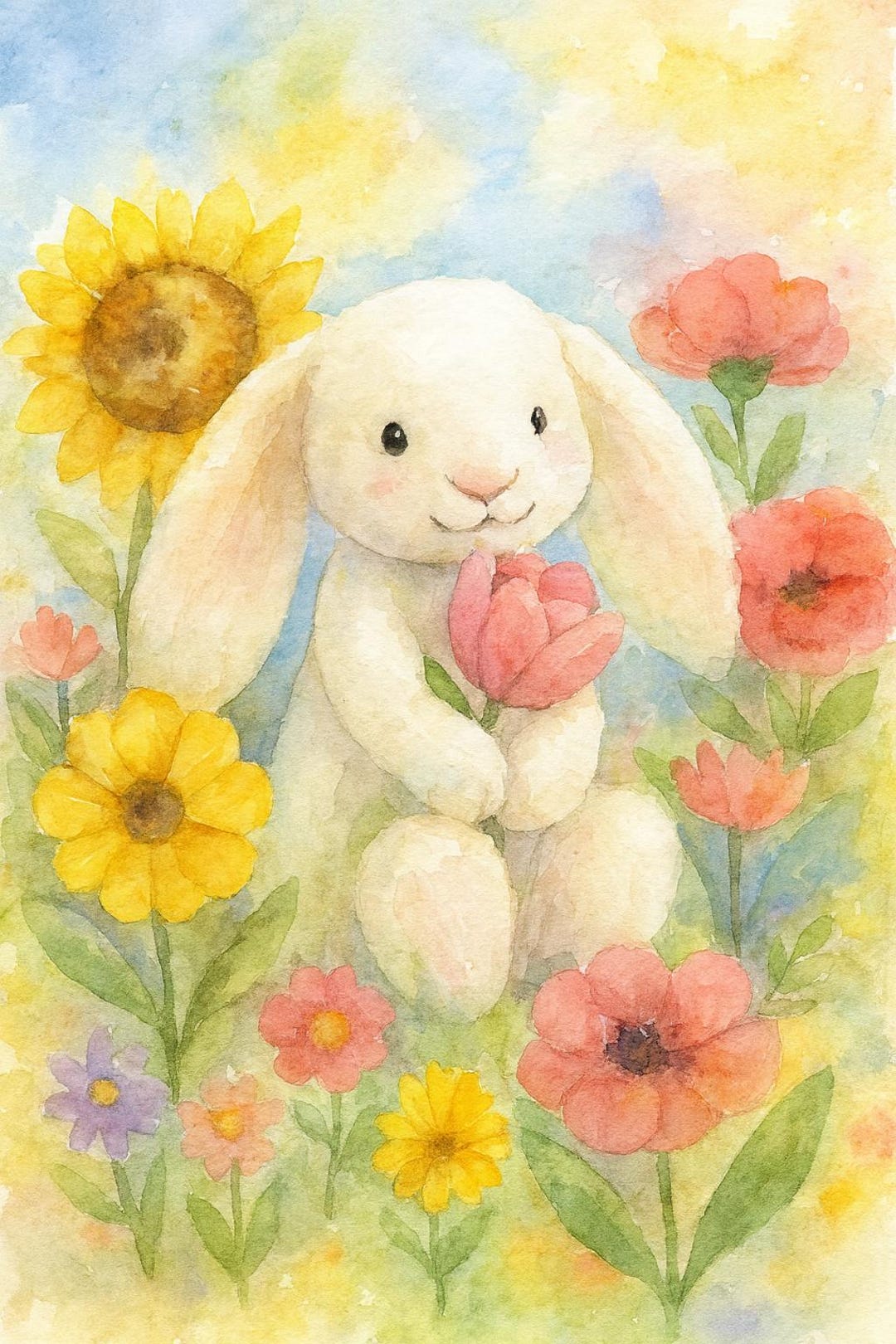 Jellycat Inspired A4 Poster - Floral Bunny - Etsy
