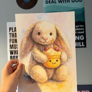 Jellycat Inspired Poster - Birthday Bunny - A5 or A4 Available - Etsy