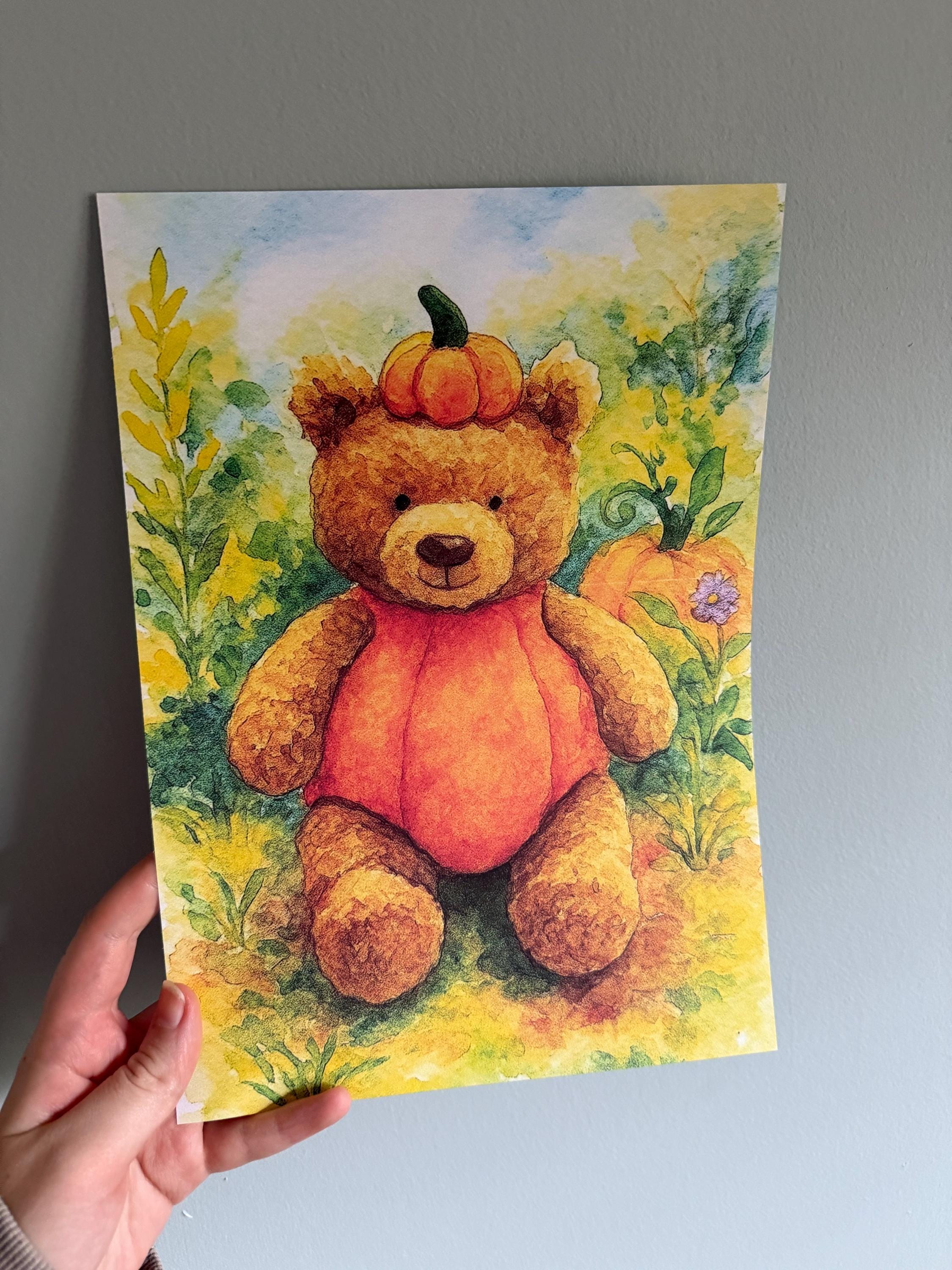 Jellycat Inspired Poster - Pumpkin Patch Bear - A5 or A4 Available - Etsy