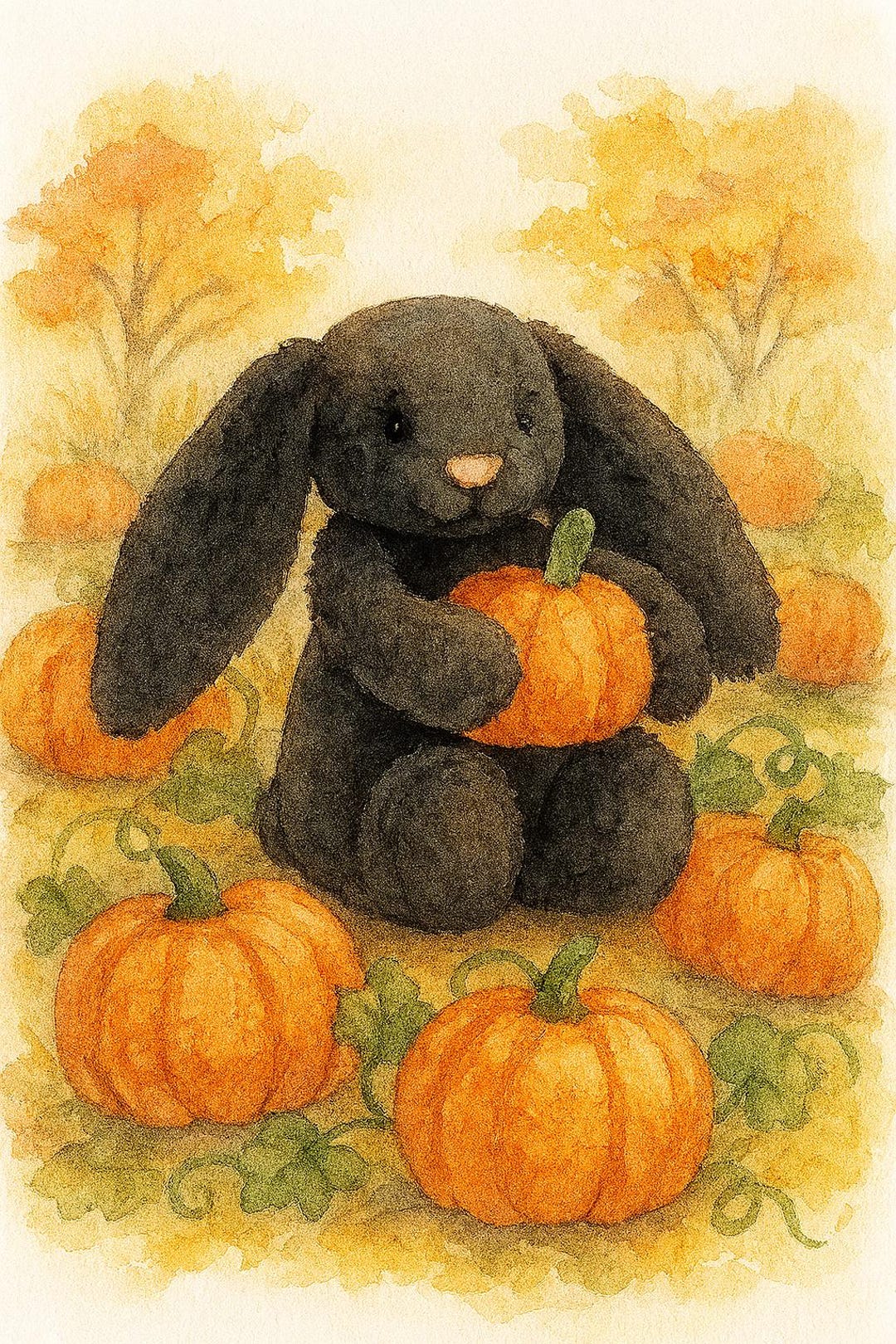 Jellycat Inspired A4 Poster - Pumpkin Bunny - Etsy