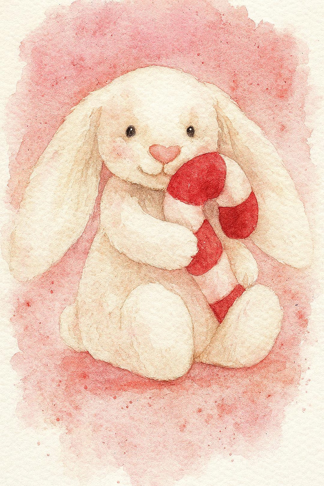 Jellycat Inspired Poster - Candy Cane Bunny- A5 or A4 Available - Etsy