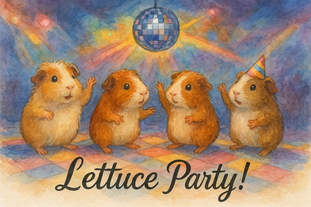 Guinea Pig Lettuce Party Poster - A5 or A4 Available - Etsy
