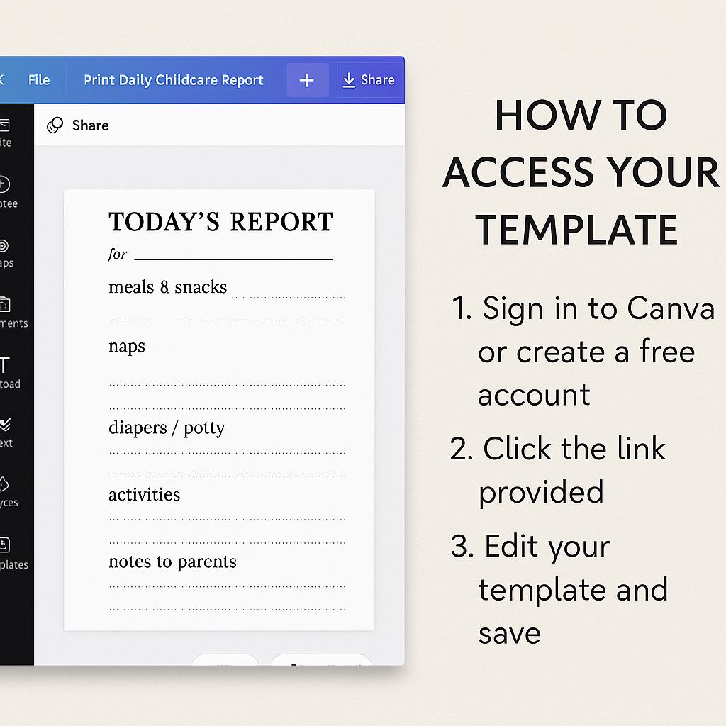 Editable Daily Childcare Report – Canva Template + Printable PDF - Etsy