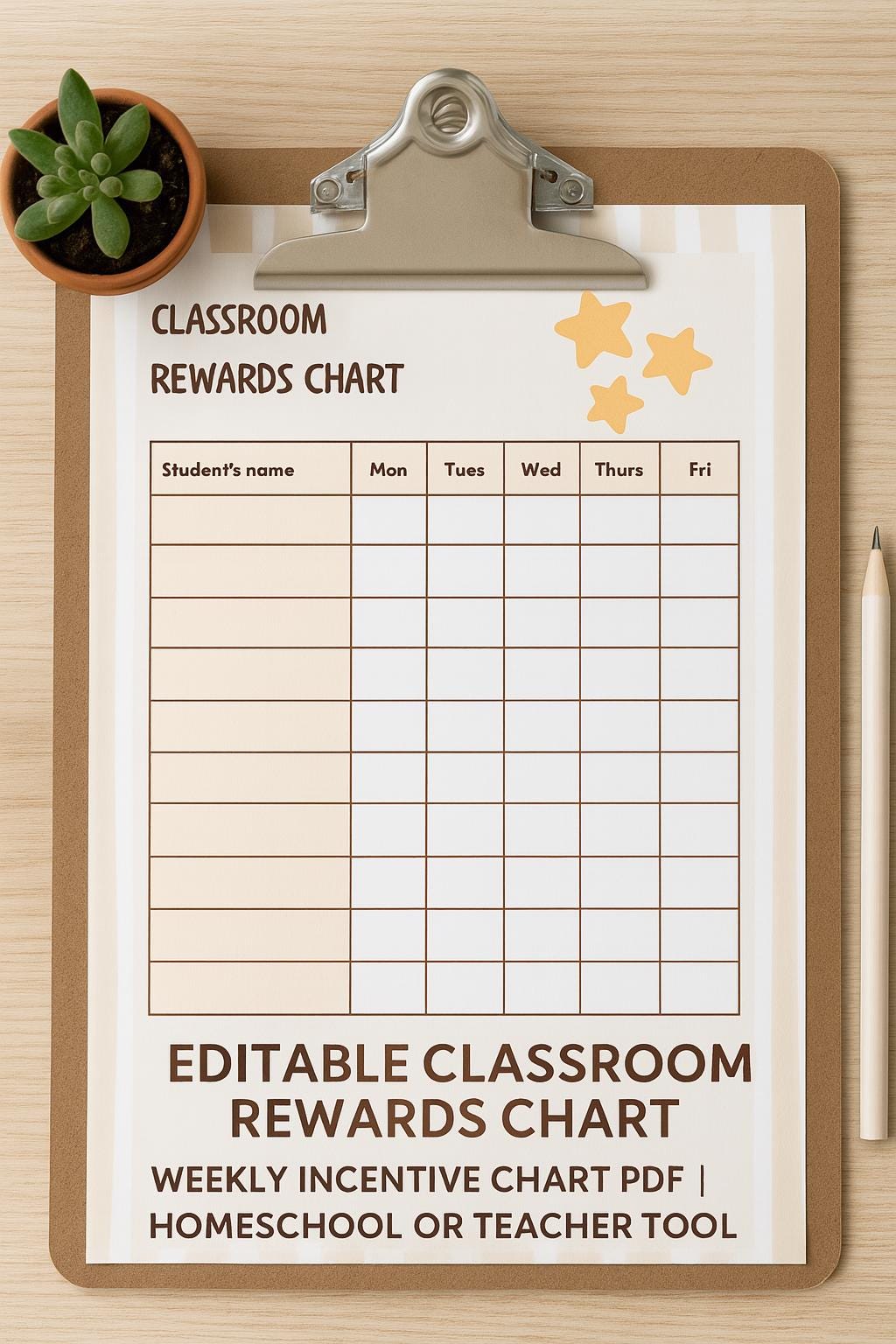 Editable Classroom Rewards Chart | Printable Student Behavior Tracker ...