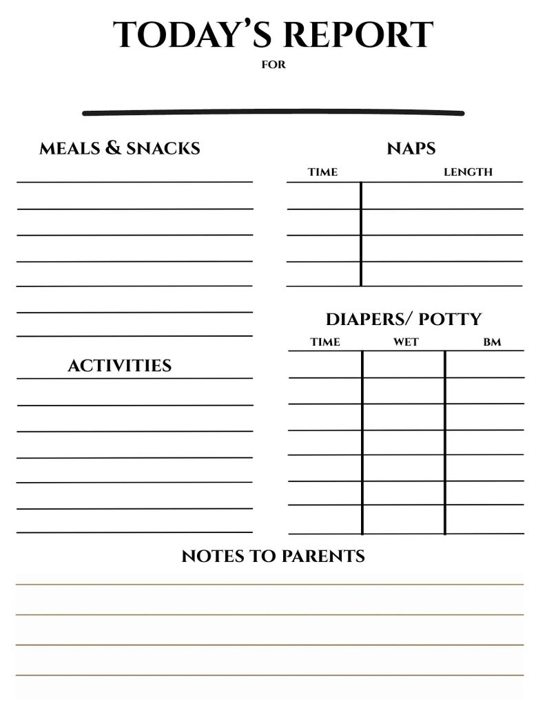 Editable Daily Childcare Report – Canva Template + Printable PDF - Etsy