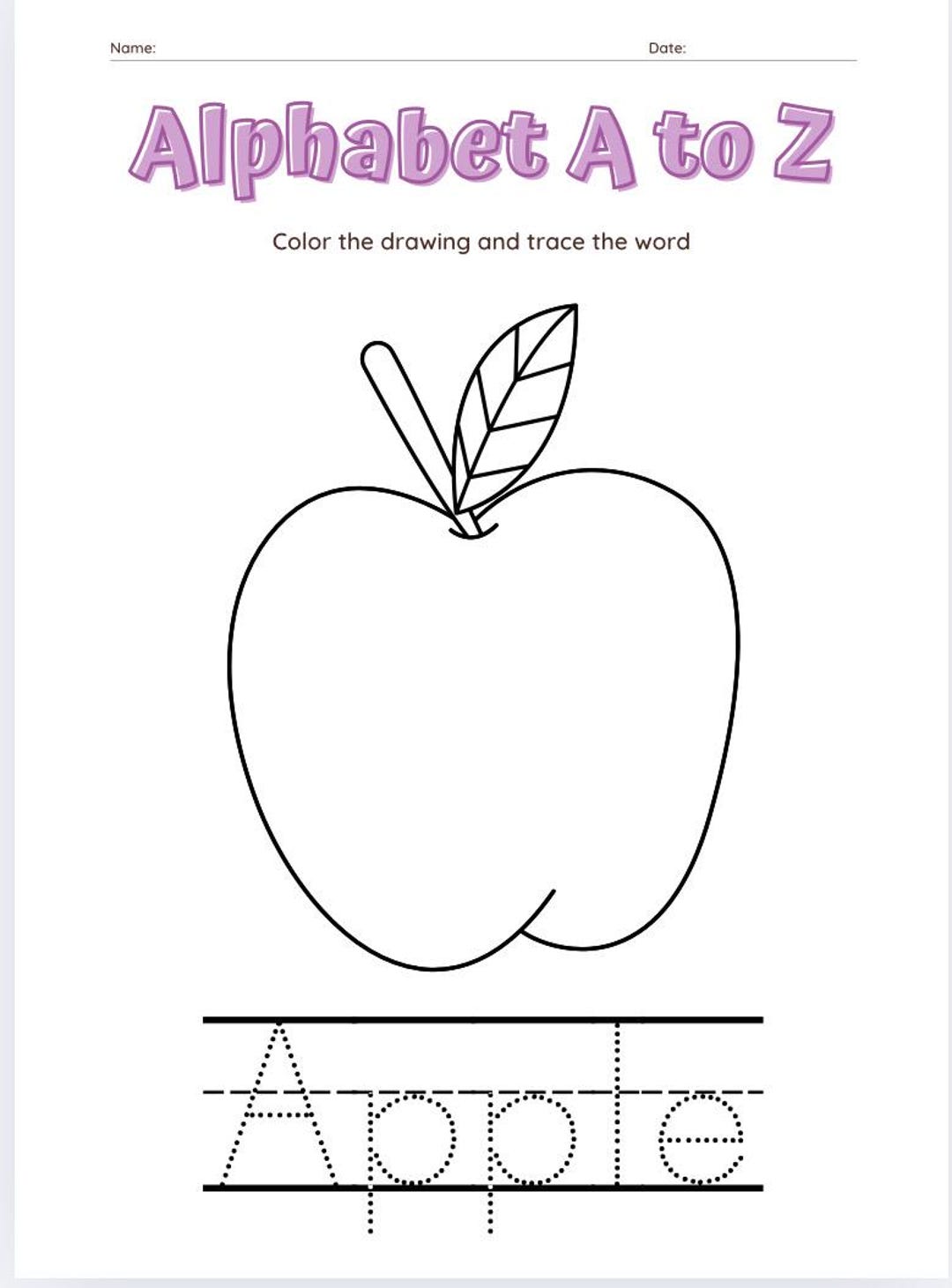 A to Z Alphabet and Tracing Words Practice for Preschool and Nursery ...