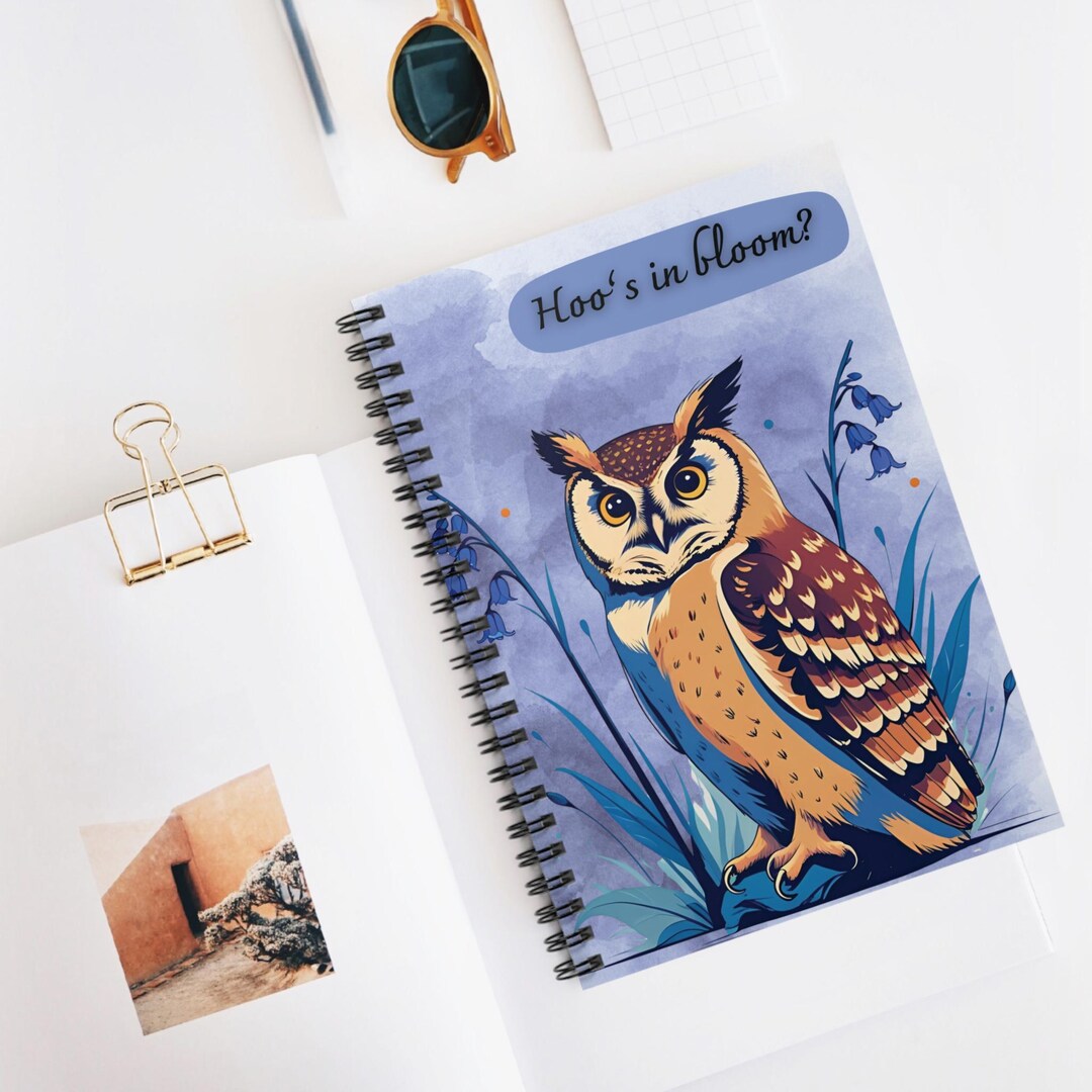Owl-themed Spiral Notebook, Cute Journal, Gift for Nature Lovers, Back ...