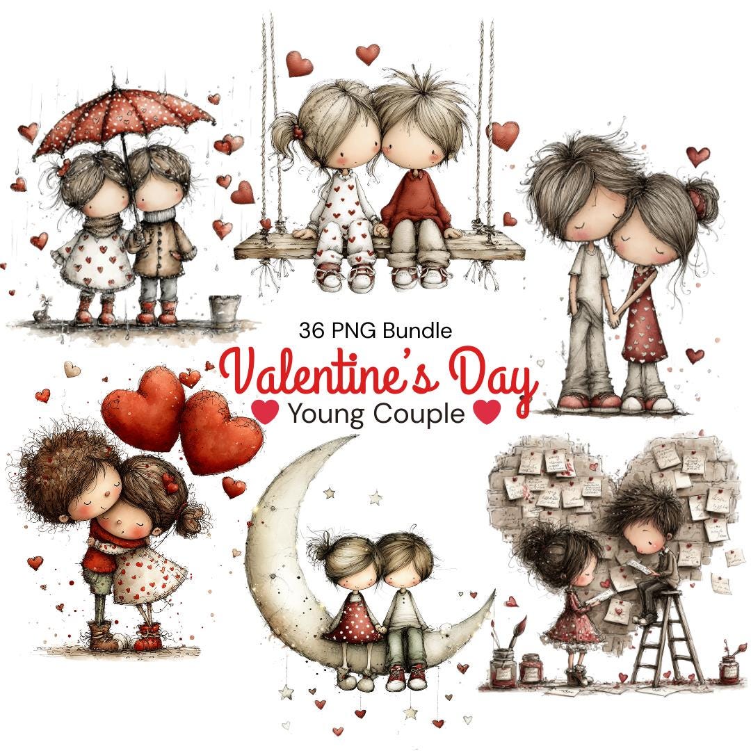 Valentine's Day Couple: Clipart Bundle - 36 Pngs - Etsy