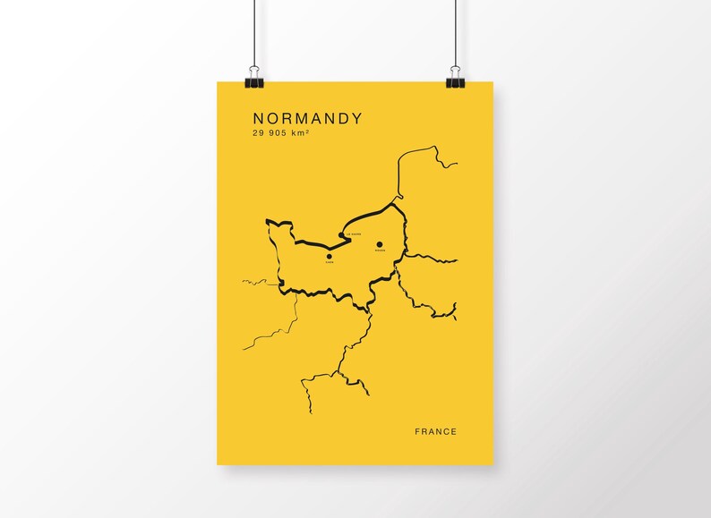 Normandy Travel Poster, City Print, Map of Normandy, France – Instant ...