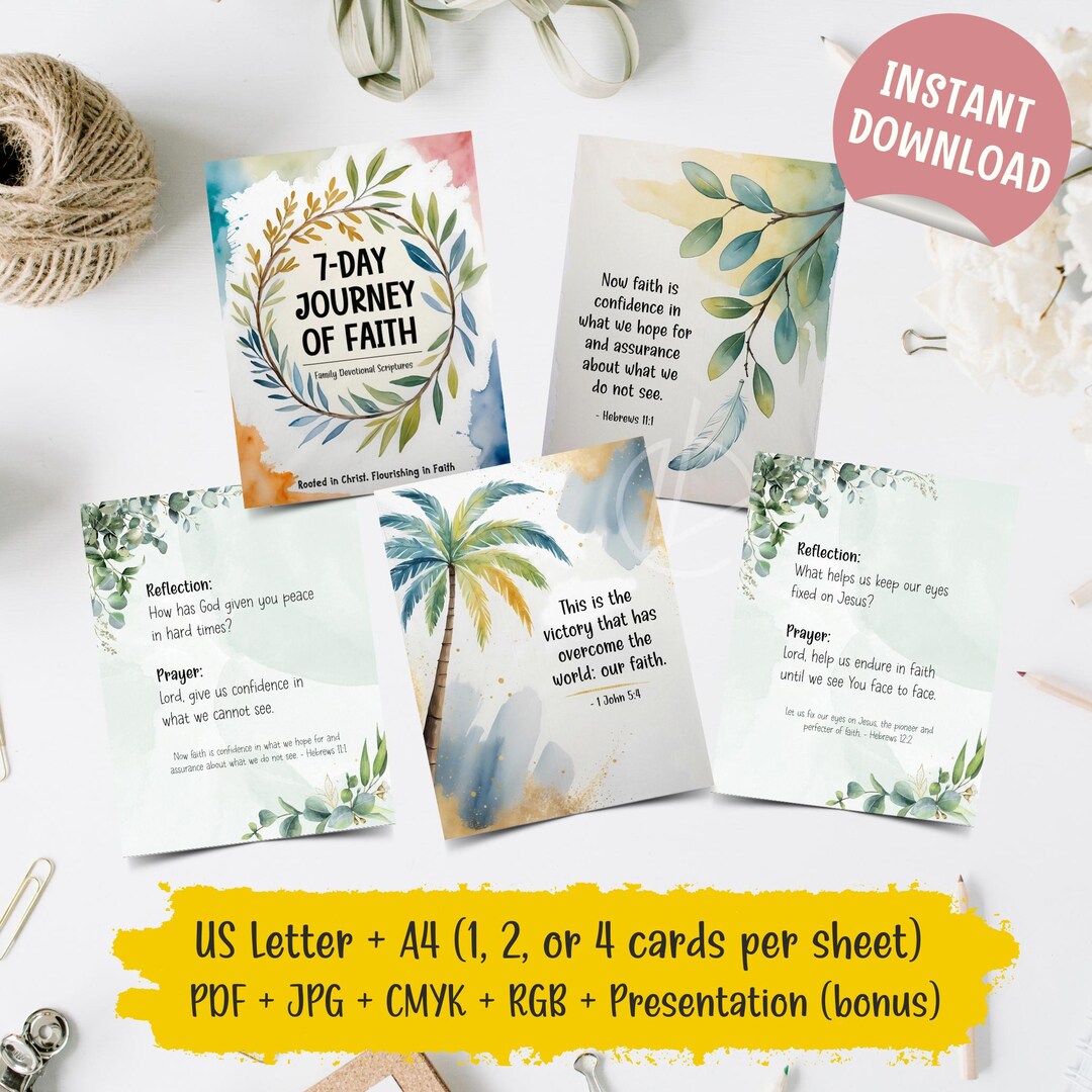 7 Day Faith Devotional Cards Printable | Bible Verse Cards PDF ...