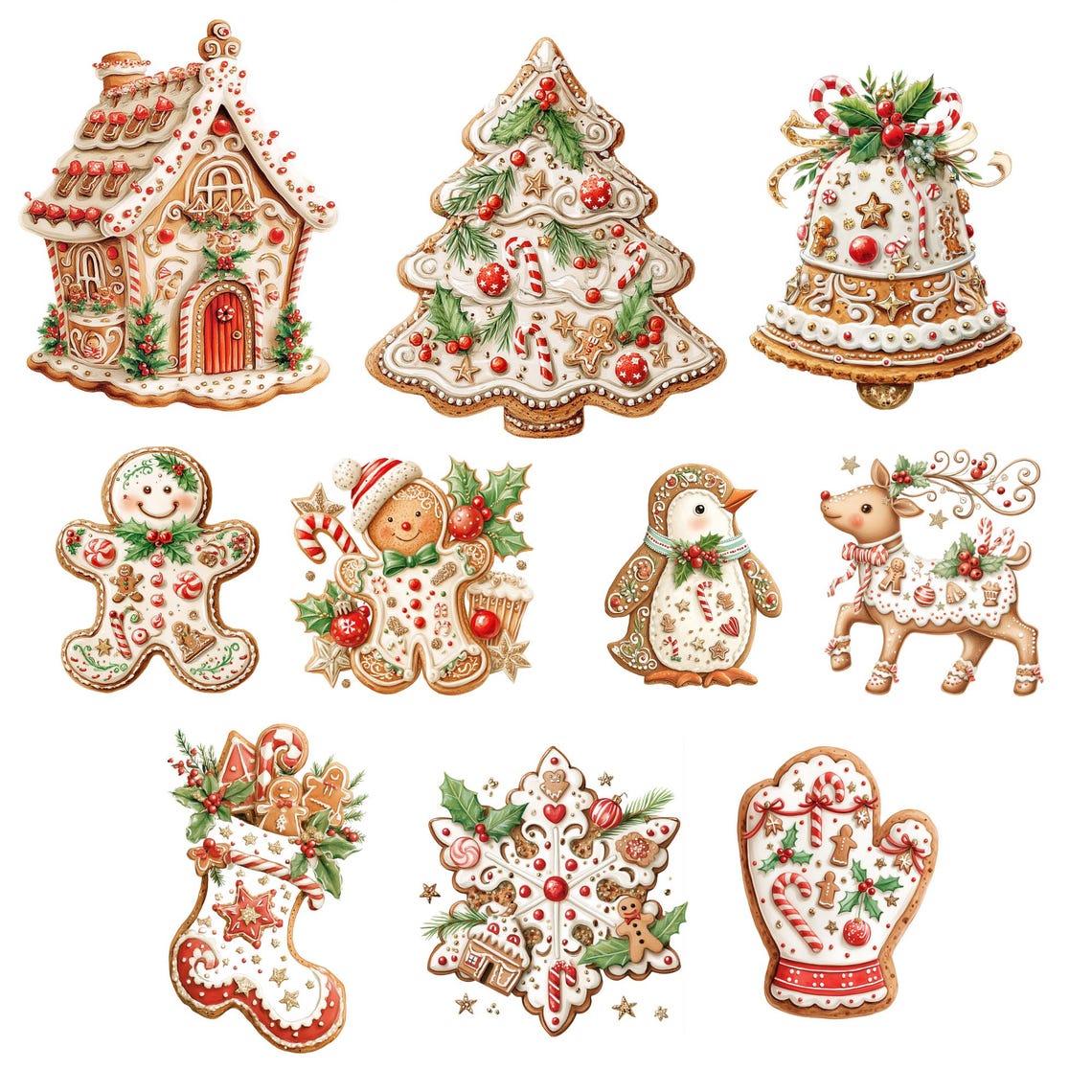 Gingerbread Alphabet Clipart 46 Christmas Cookie Letters and Numbers ...