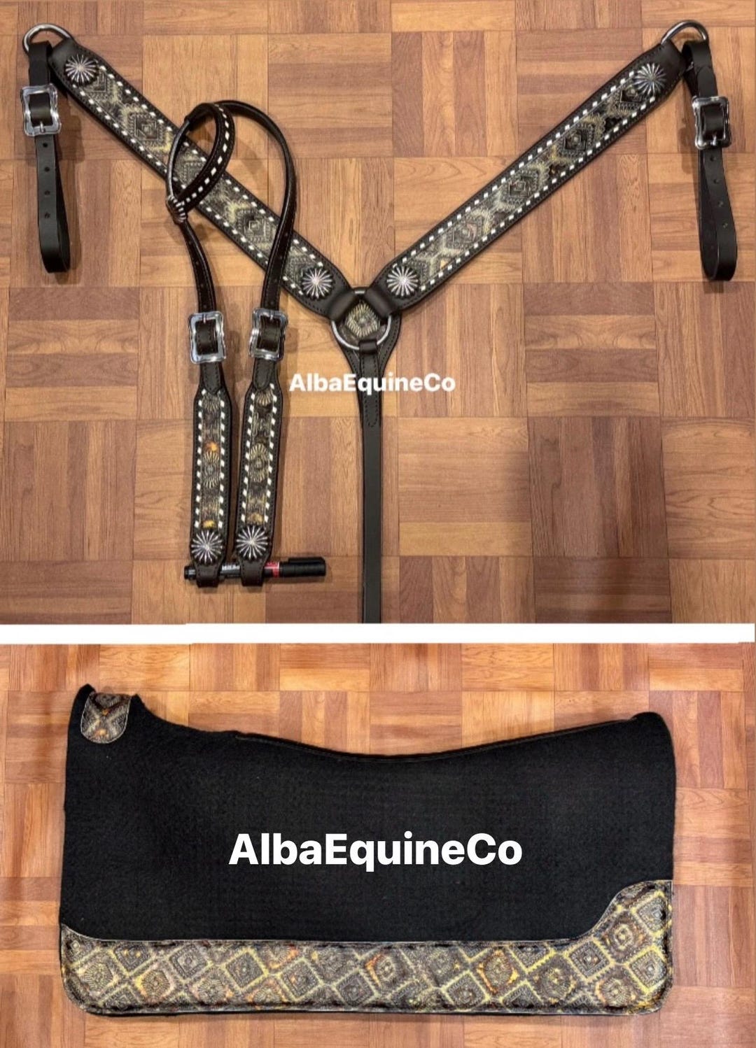 Western Two Tone Aztec Style Bling Tack Set With Matching Saddle Pad - Etsy