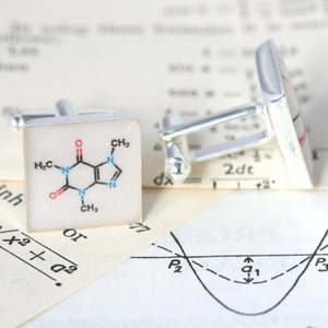 Molecule Cufflinks, Silver Cufflinks, Cufflinks for Scientists, Coffee ...