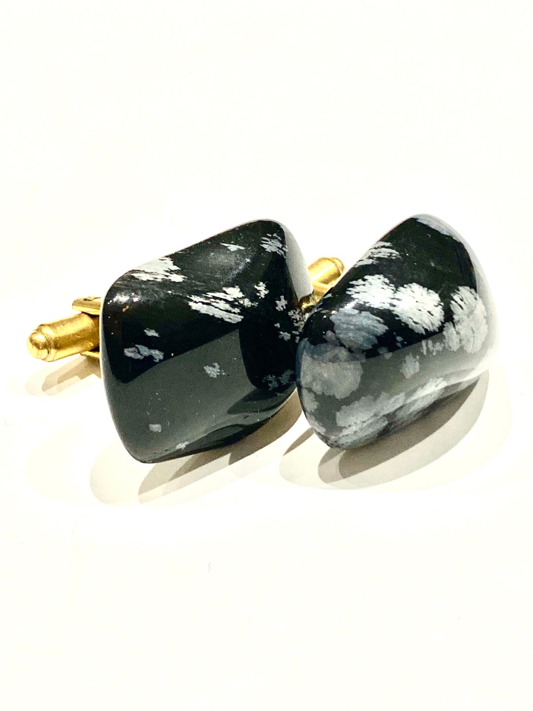 Snowflake Obsidian Cufflinks, Vintage Cufflinks, Semi Precious ...