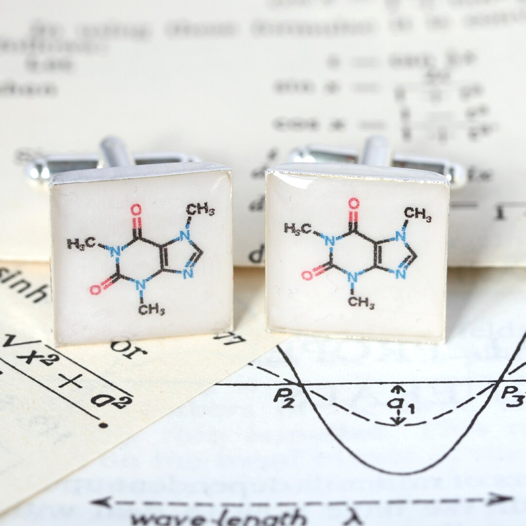 Molecule Cufflinks, Silver Cufflinks, Cufflinks for Scientists, Coffee ...