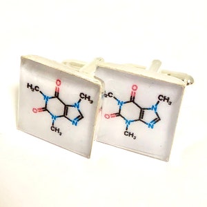 Molecule Cufflinks, Silver Cufflinks, Cufflinks for Scientists, Coffee ...