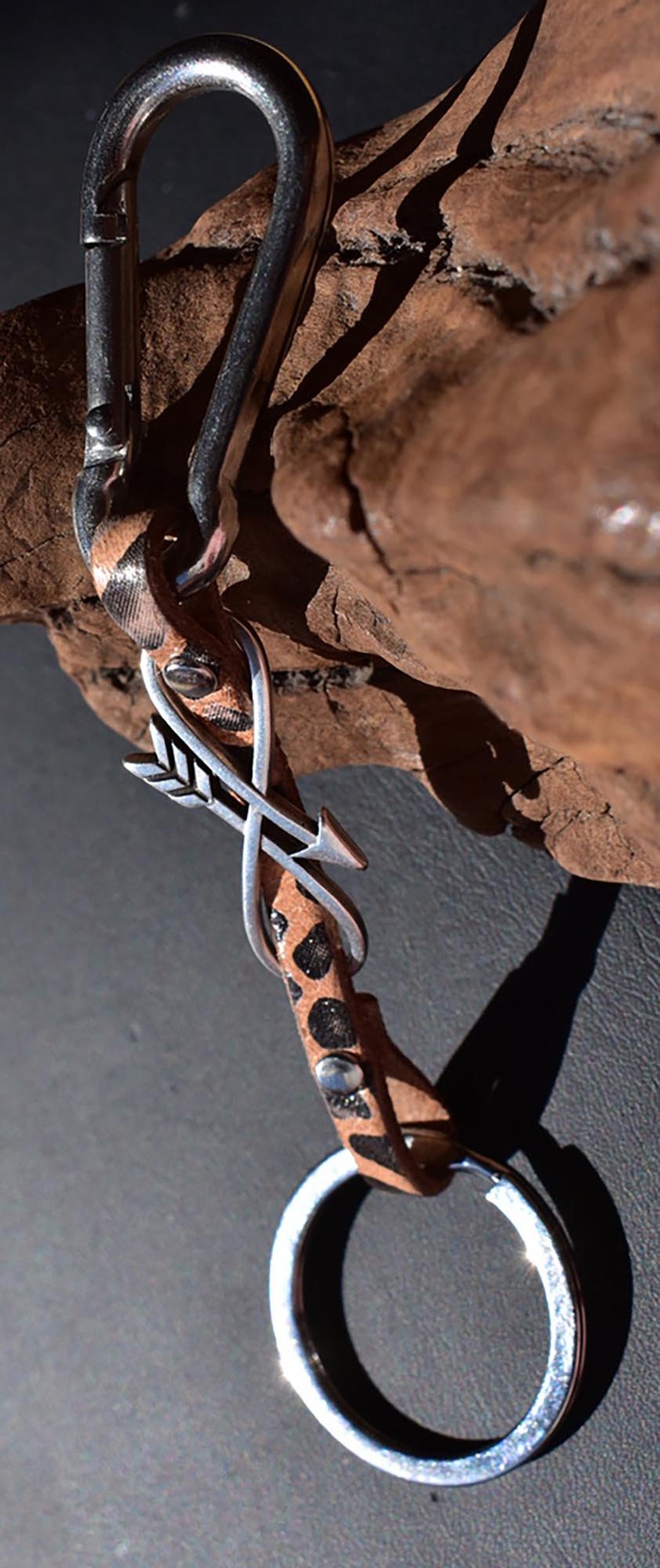 Animal Print 5 Mm Flat Leather SP Carabiner W/infinity Arrow Slider - Etsy