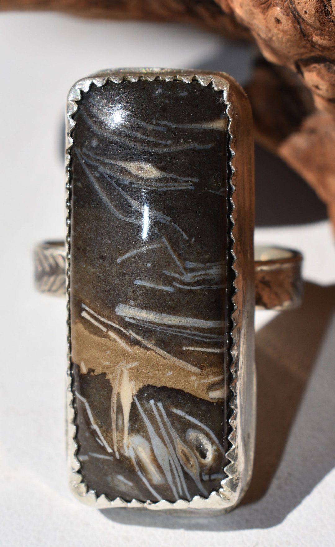 Bat Cave Jasper Rectangular SS Ring, Size 9 3/4 - Etsy