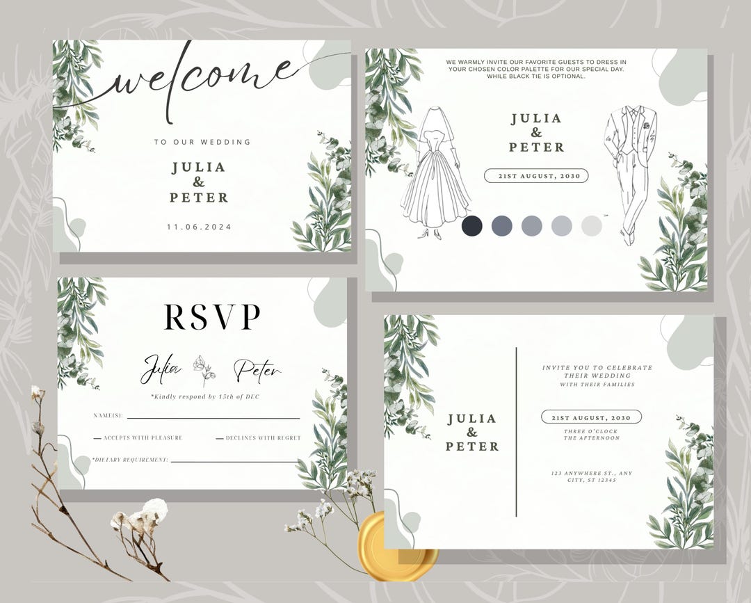 12 Wedding Templates Bundle | Our Vows, Invitation, RSVP, Seating Chart ...