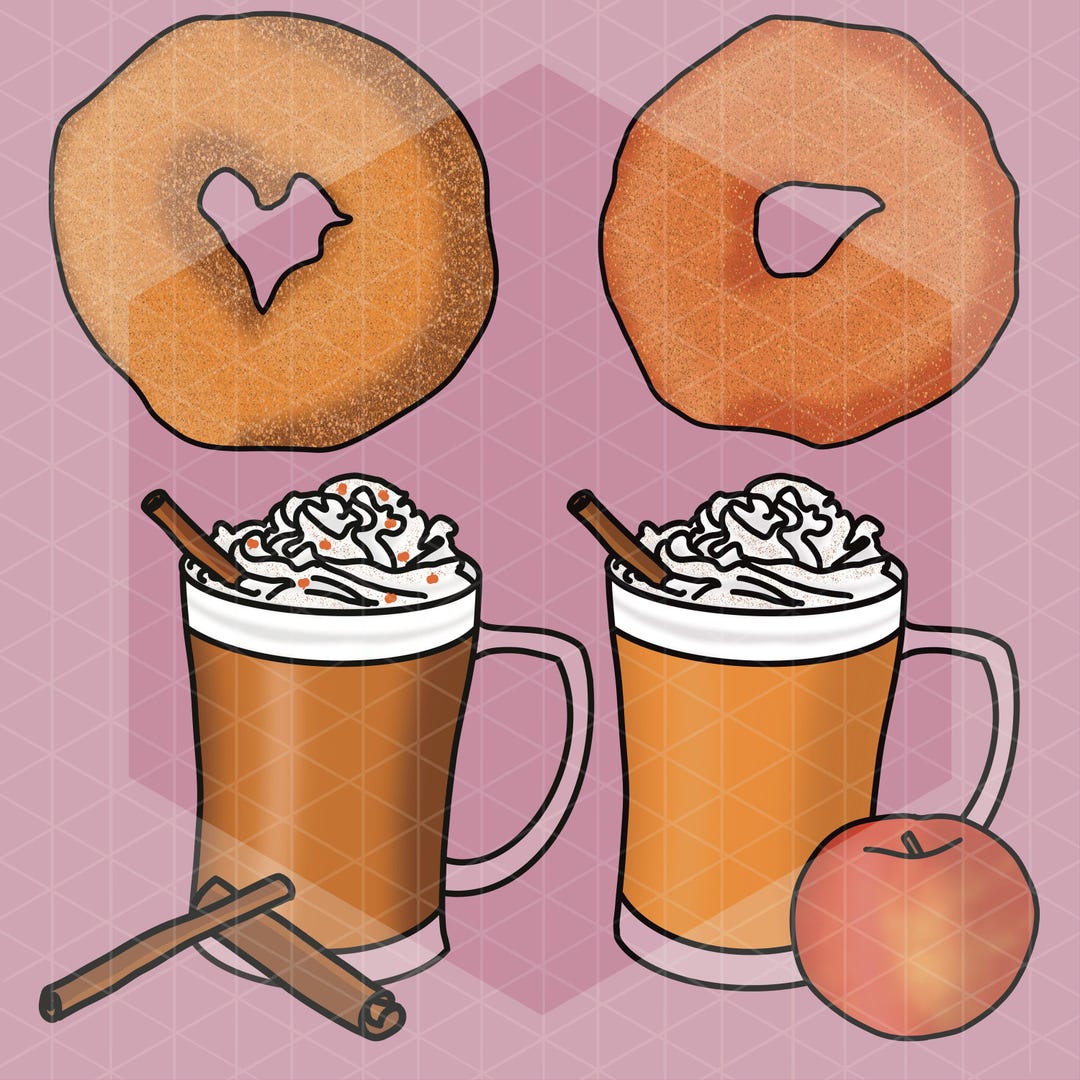 Fall Treats Clip Art Pack | Apple Cider, Donuts, Latte (CMYK PNG) - Etsy