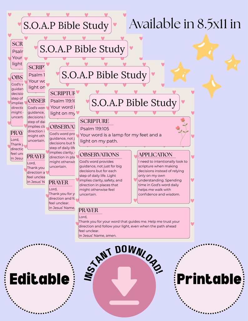 SOAP Bible Study Template | Printable & Digital Bible Study | Faith ...
