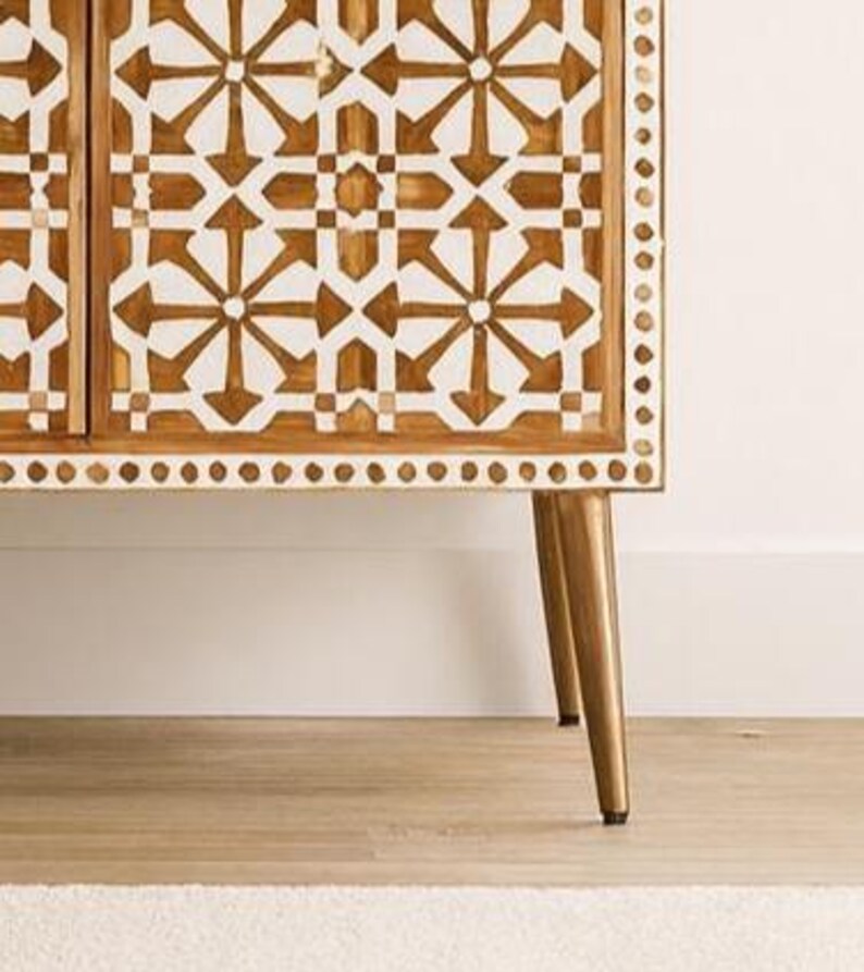 Handmade Teak Almirah: Moroccan Inlay 2-door Storage Cabinet - Etsy