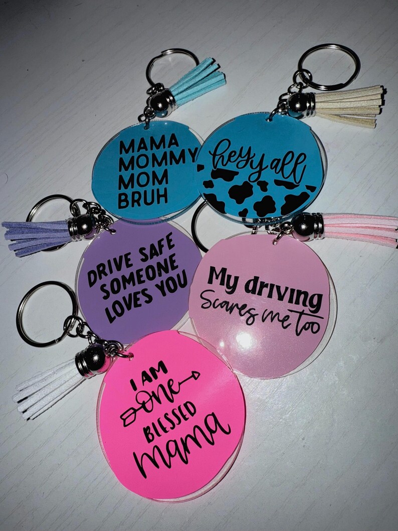 Handmade Colorful-funny-mama-driving Keychains - Etsy