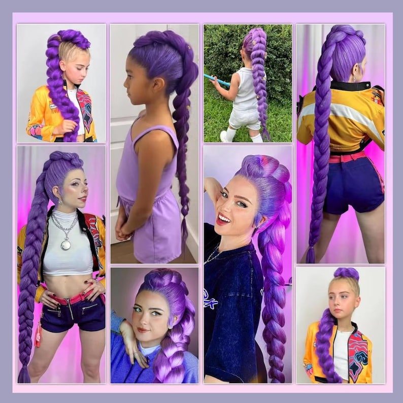 Rumi K Pop Demon Hunters Huntrix Purple Braiding Braid Hair, Rumi ...