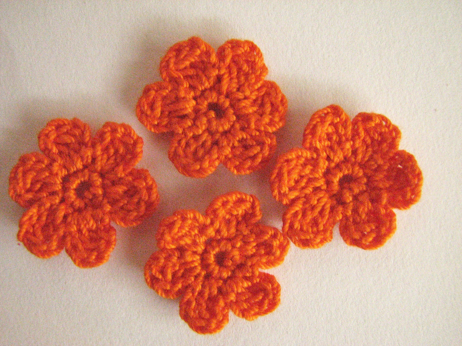 Thread Crochet Flowers Bright Small Red Orange & Yellow - Etsy