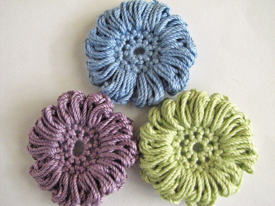 Crochet Thread Flowers - 10 Large Flower Appliques - All Cotton - Etsy