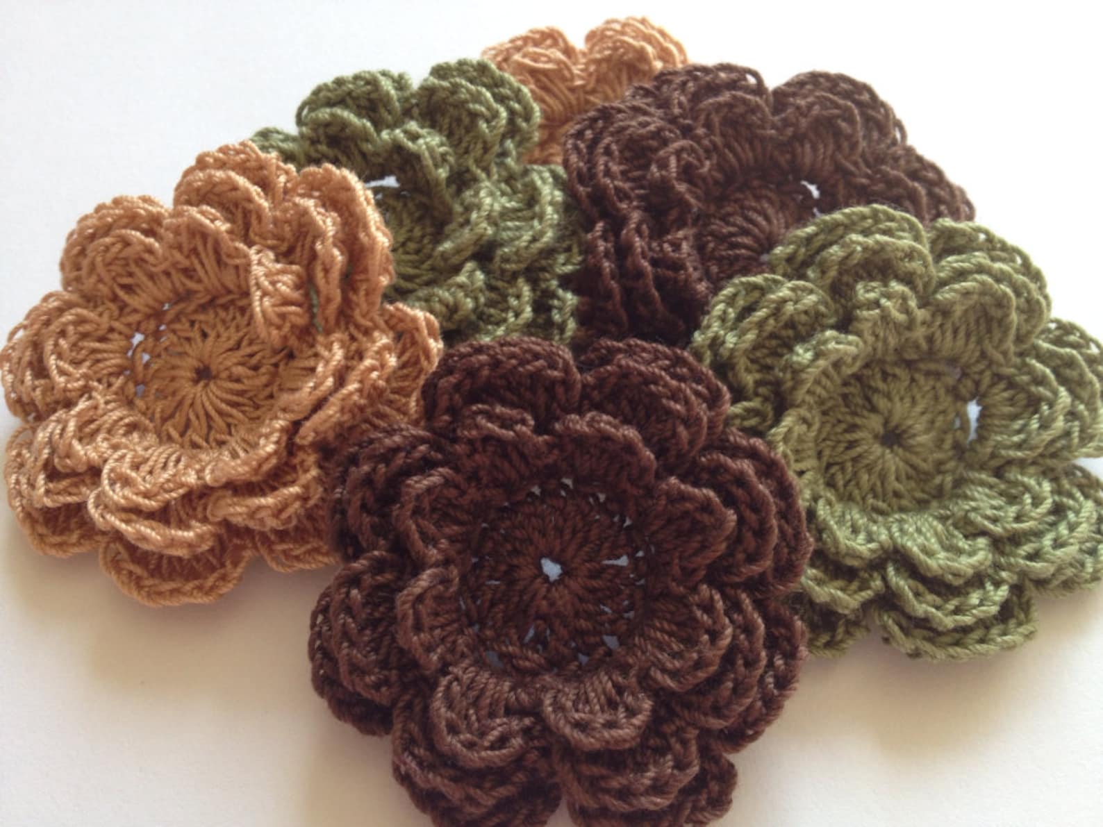 Crochet Flowers 6 Three Layer Thread Flowers - Etsy