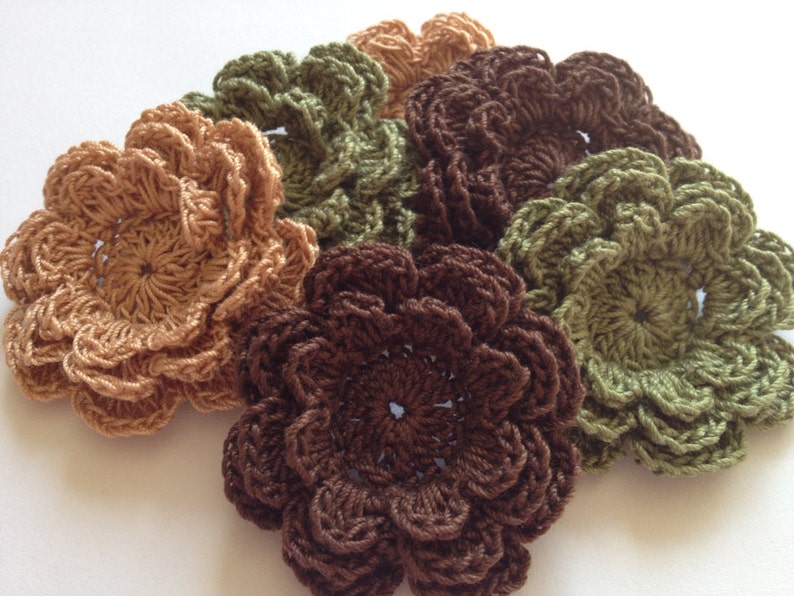 Crochet Flowers 6 Three Layer Thread Flowers - Etsy