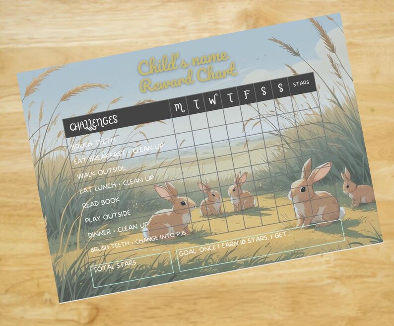 Bunnies Reward Chart for Girls – Printable Behaviour Chart – Editable ...